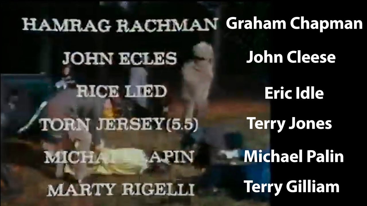 Os diferentes créditos finais da série Monty Python's Flying Circus ...