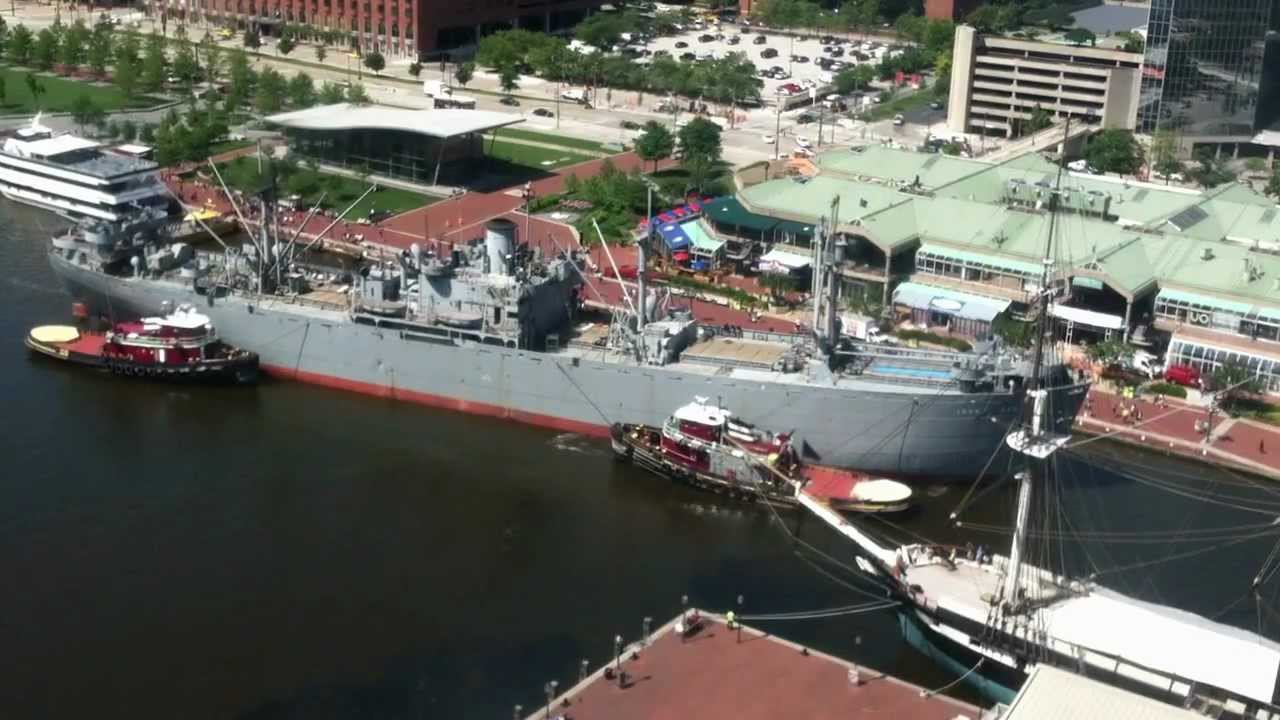 Liberty Ship S.S. John W. Brown enters Baltimore's Inner Harbor - YouTube