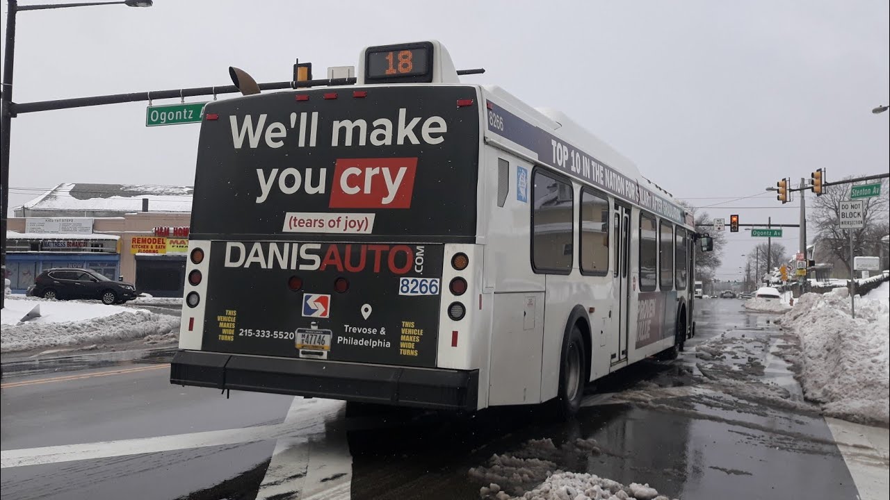 SEPTA Route 18: 2009 New Flyer DE41LF #8266 Snow Detour - YouTube