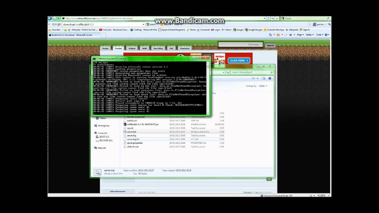 How to Set up a Minecraft CraftBukkit Server for 1.1 - YouTube