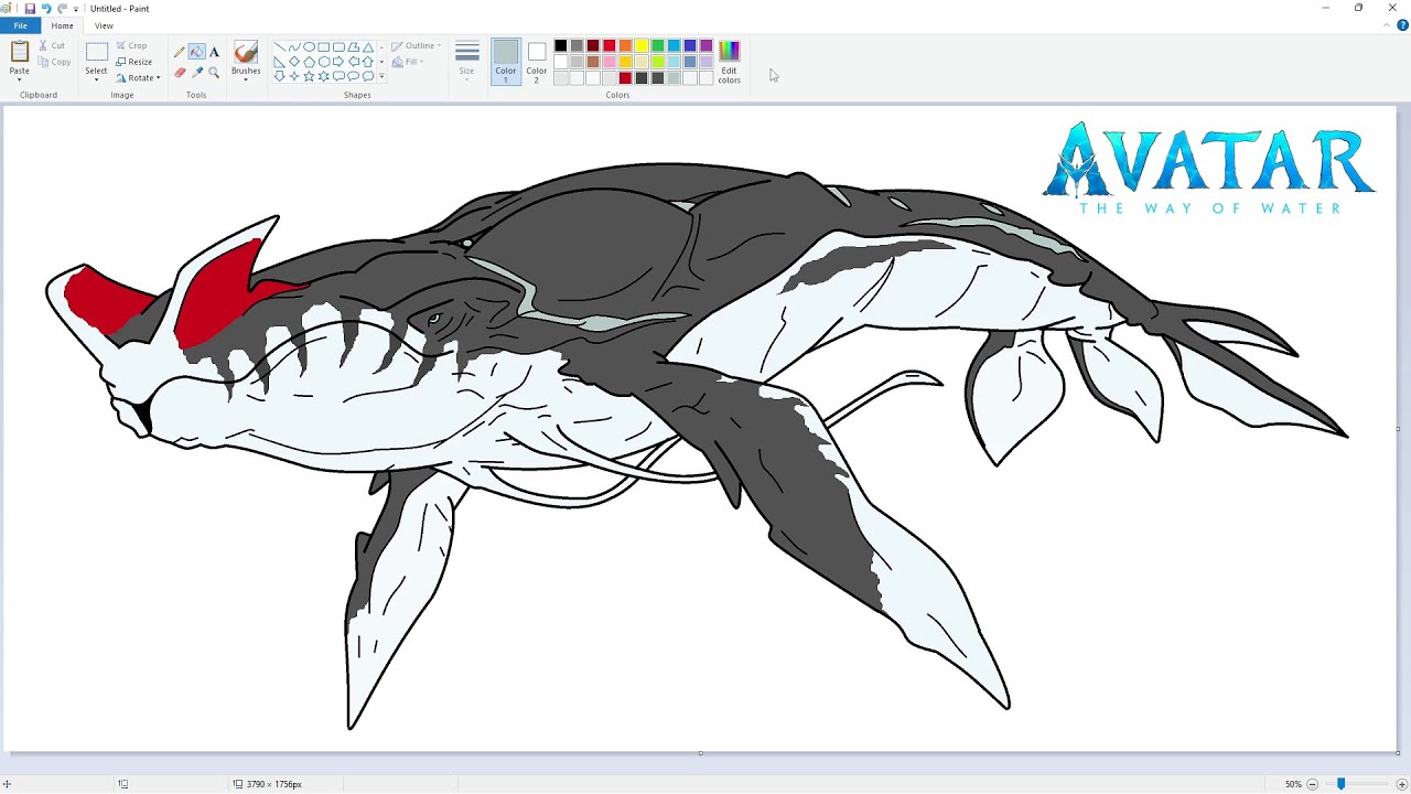 Drawing Tulkun from Avatar: The Way of Water in MS Paint | How to draw ...