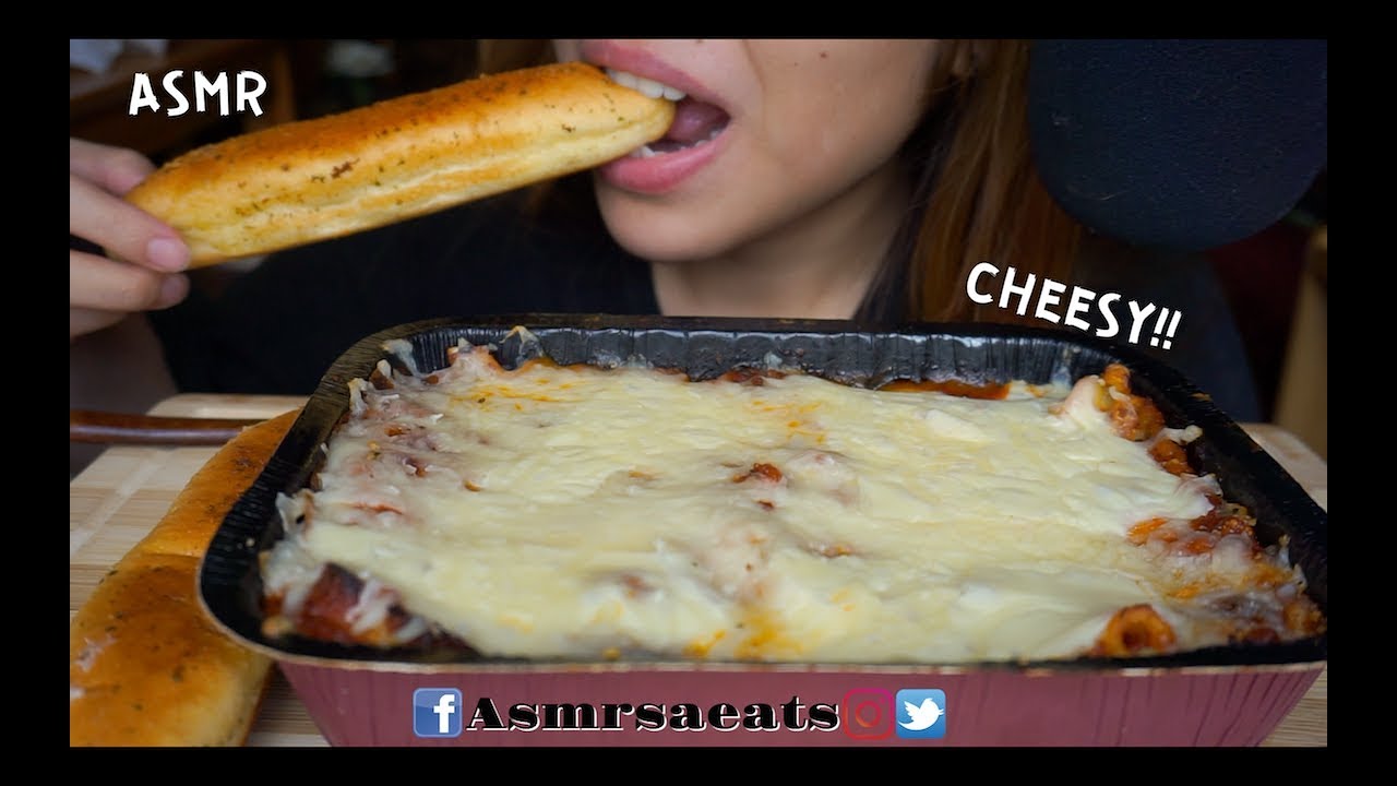 Asmr Cheesy Lasagna & Garlic Bread Sticks (Fail or not?) Messy Eating ...