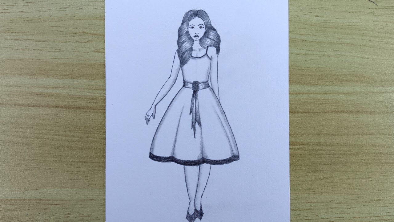 How to draw a little girl wearing a frock // little girl drawing ...