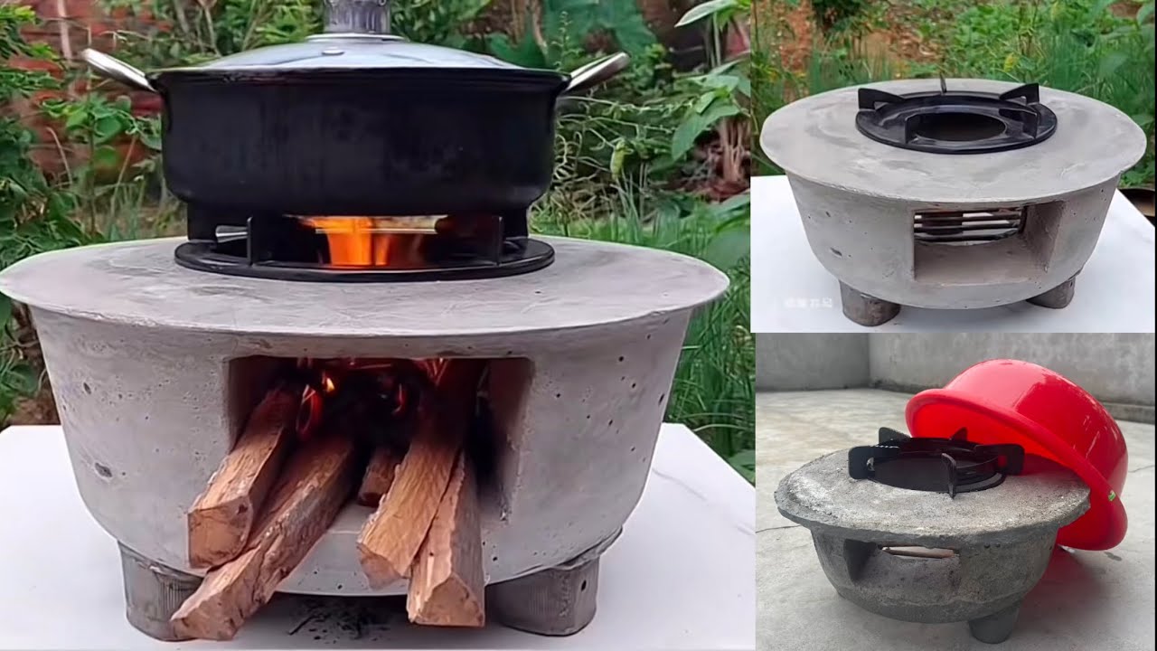 How to cast a cement stove with a plastic pot is both easy and saves ...