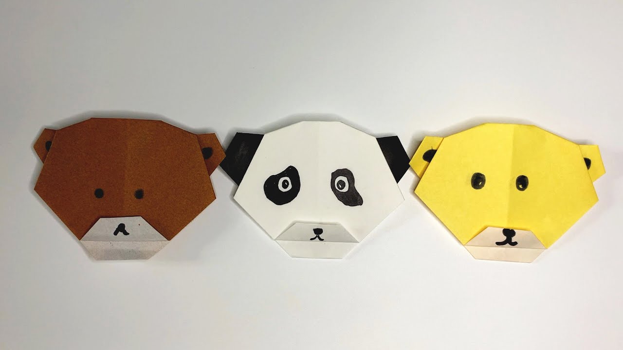 Origami Bear Face Easy - How to make origami bear face - YouTube