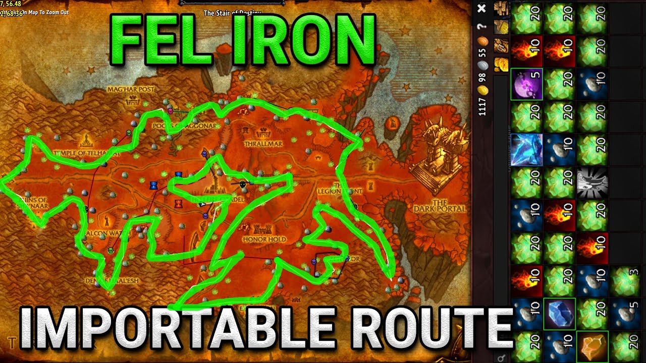 Fel Iron Ore Farm Guide - Importable Route - World of Warcraft - YouTube