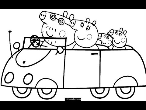 Peppa Pig Family Car Ride Coloring Book Pages Fun to Learn for Kids ...