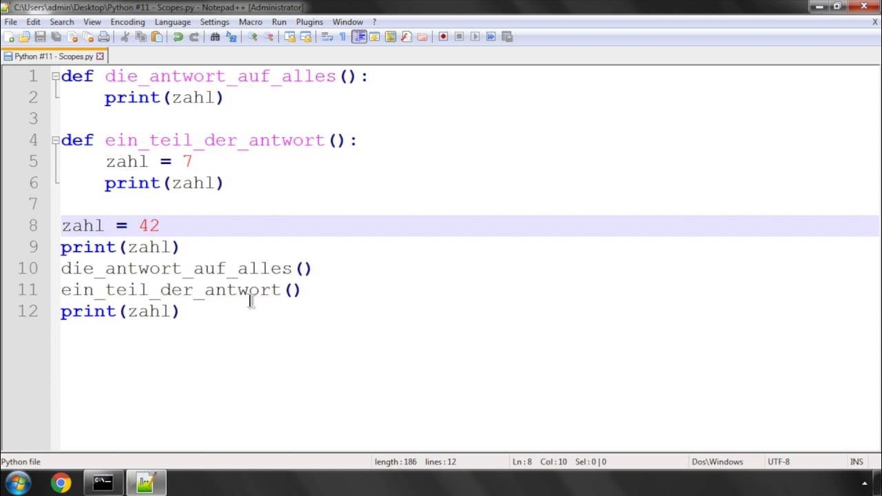 Python Crashkurs für Anfänger #11 | Scopes (Gültigkeitsbereiche) - YouTube