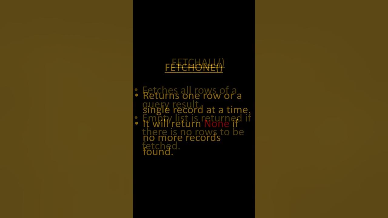 Fetchall Vs Fetchone Grade 12 Important Cbse Youtube