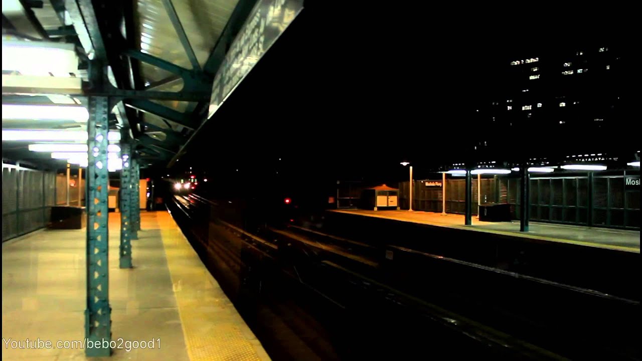 IRT Subway: R142/A (4) & NIS Train at Mosholu Parkway @ NIGHT - YouTube