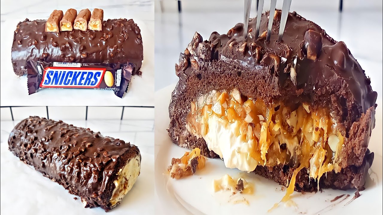 Snickers Swiss Roll That Melts In Your Mouth | Snickers Cake Roll ...