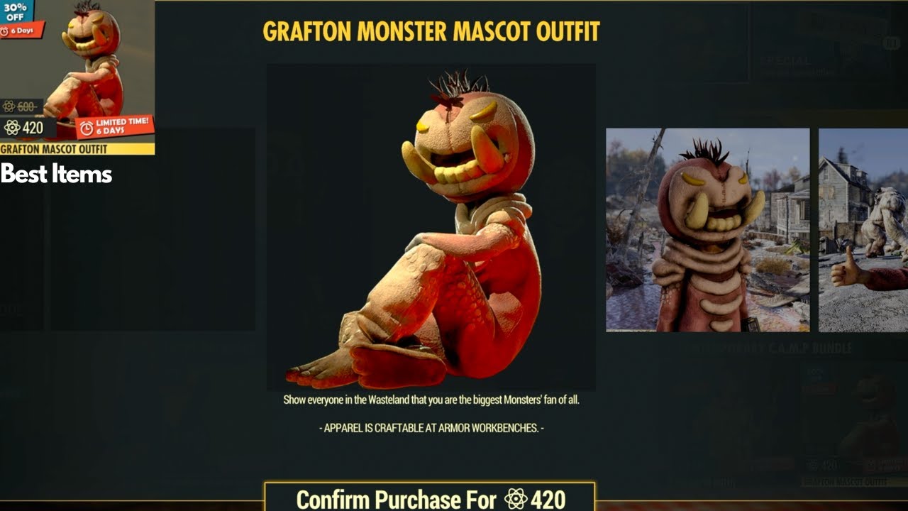 Grafton Monster Mascot Outfit Atomic Shop Best Items - YouTube