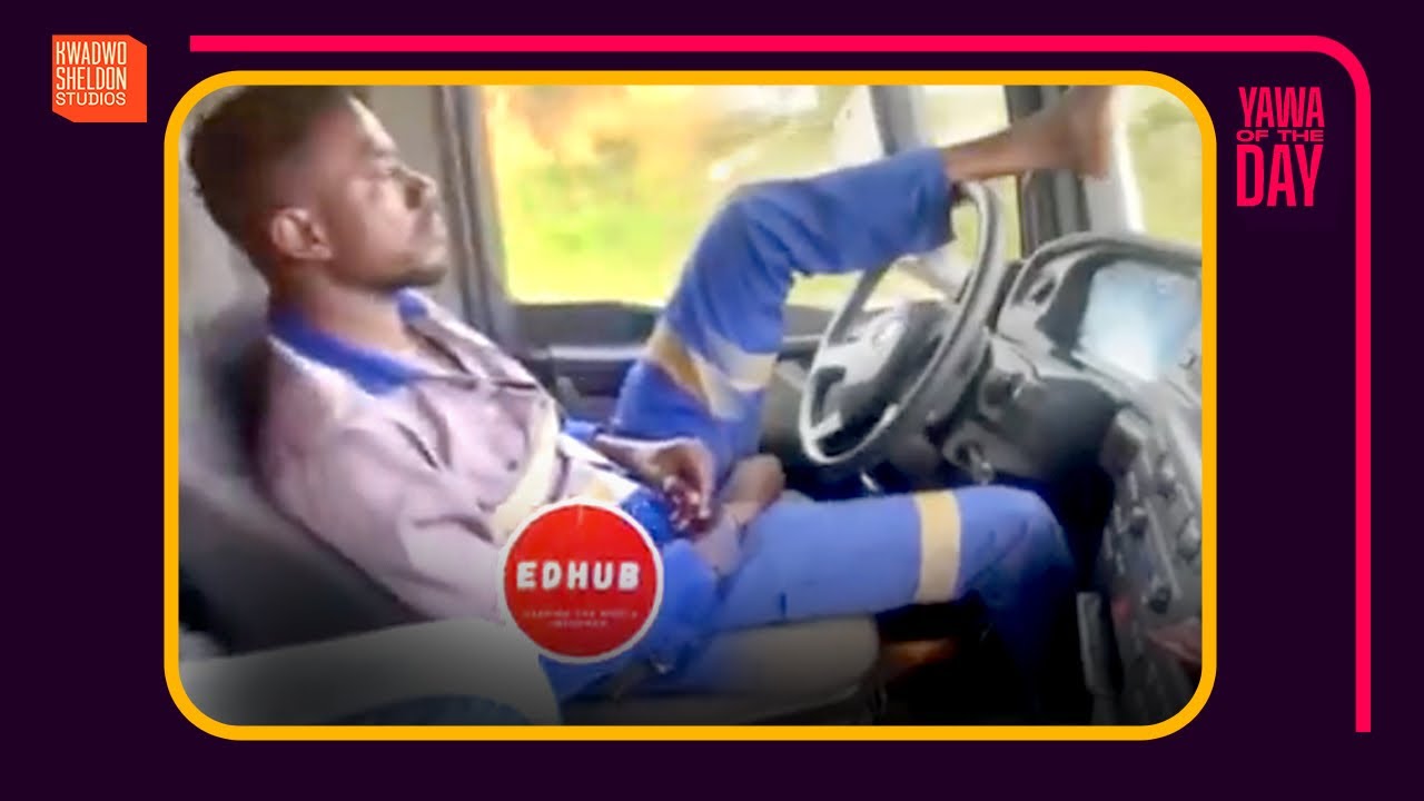 Watch video of truck driver using one leg to drive on highway - YouTube