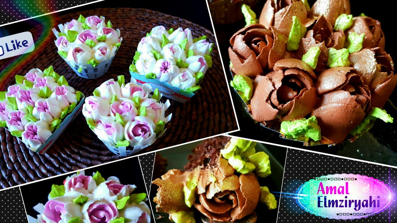 تزيين كاب كيك الورود بالأقماع الروسية تعاون مع قناة cuisine oum nidal - YouTube