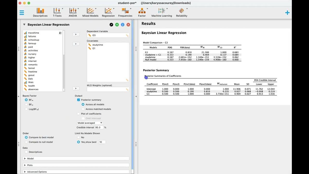 Bayesian Linear Regression Using JASP - YouTube