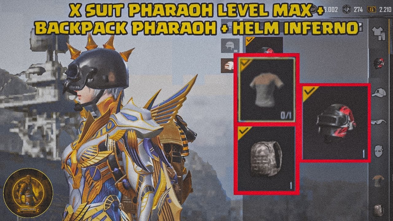 NEW !!! REVIEW SKIN PHARAOH + BACKPACK FULL SET HELM INFERNO LEVEL 1,2 ...