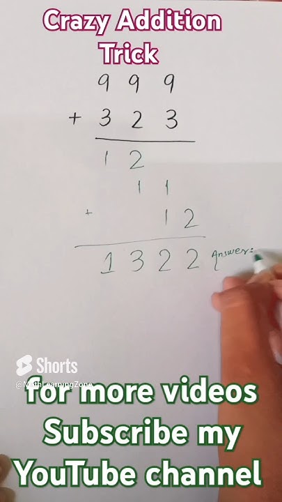 Amazing addition Trick|| Math shorts|| Math Tricks - YouTube