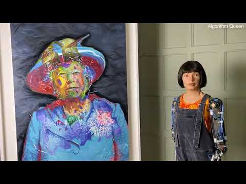 AI Robots creates Queen Elizabeth portrait - YouTube
