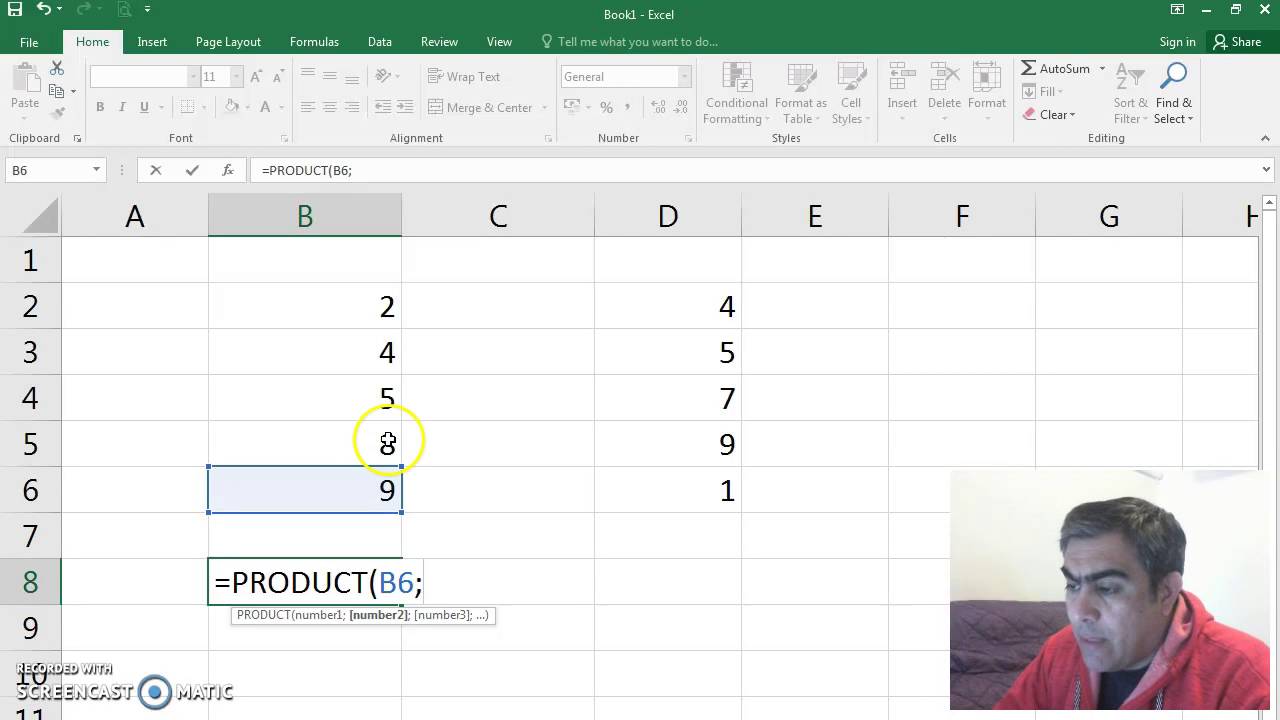 EXCEL 2016 - Función PRODUCT (PRODUCTO) - YouTube