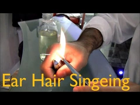 Barber Tutorials 3 - How To Prepare For Ear Hair Singeing - YouTube