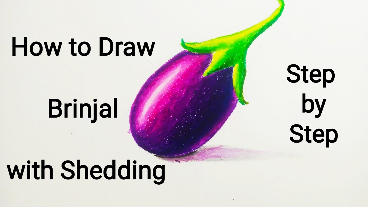 How to draw Object drawing Brinjal step by step for Elementary ...