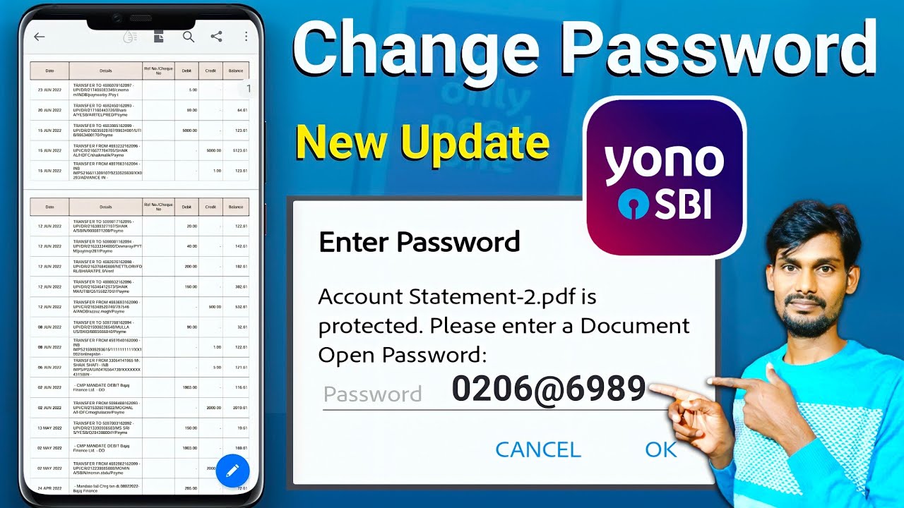Yono SBI account statement PDF password New update | sbi account ...