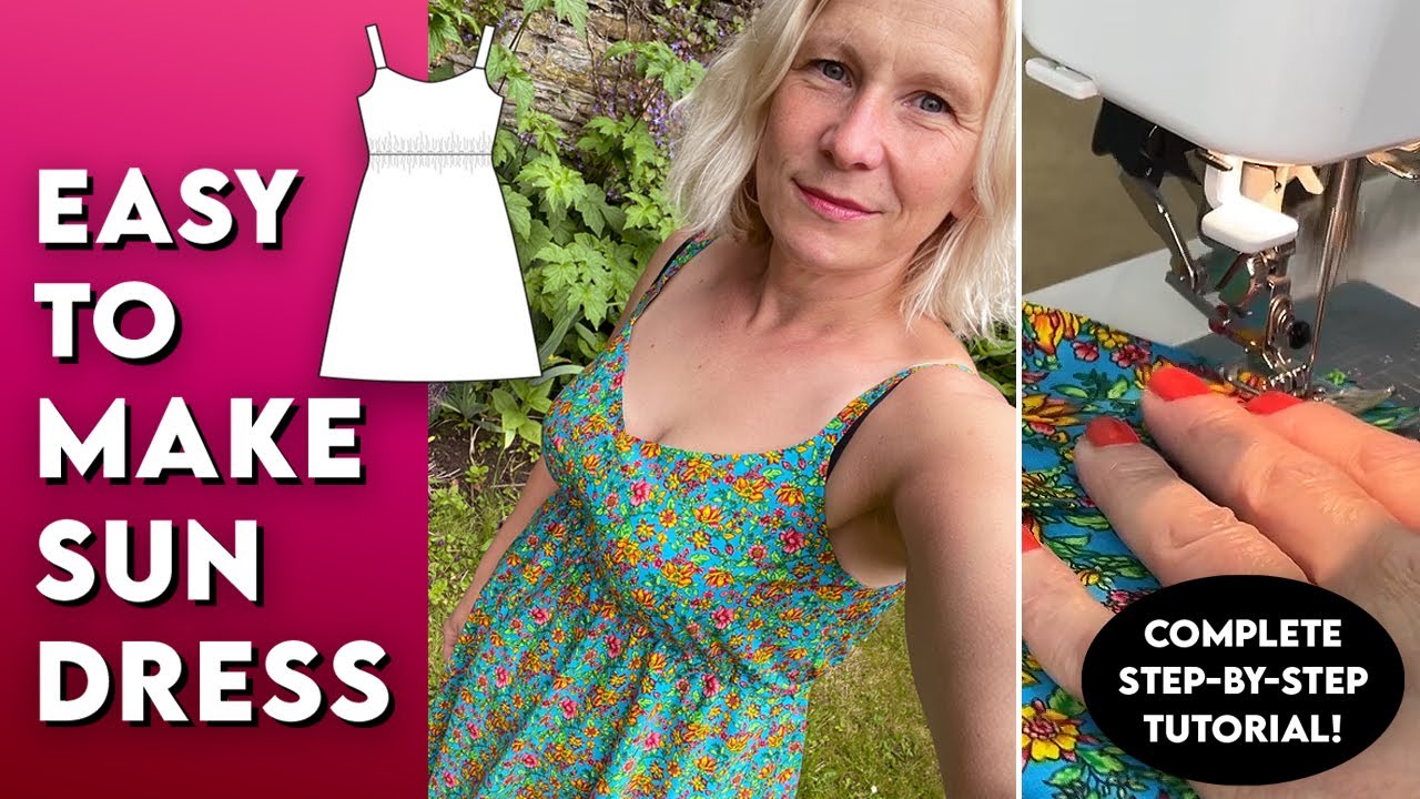 Make a simple sun dress - Step by step EASY tutorial! - YouTube