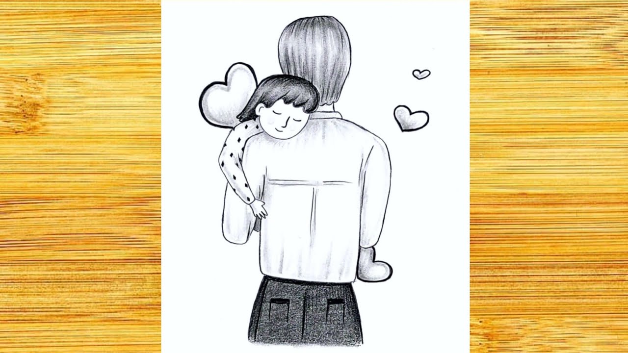 Father's Day simple drawing in pencil / How to draw father's picture ...