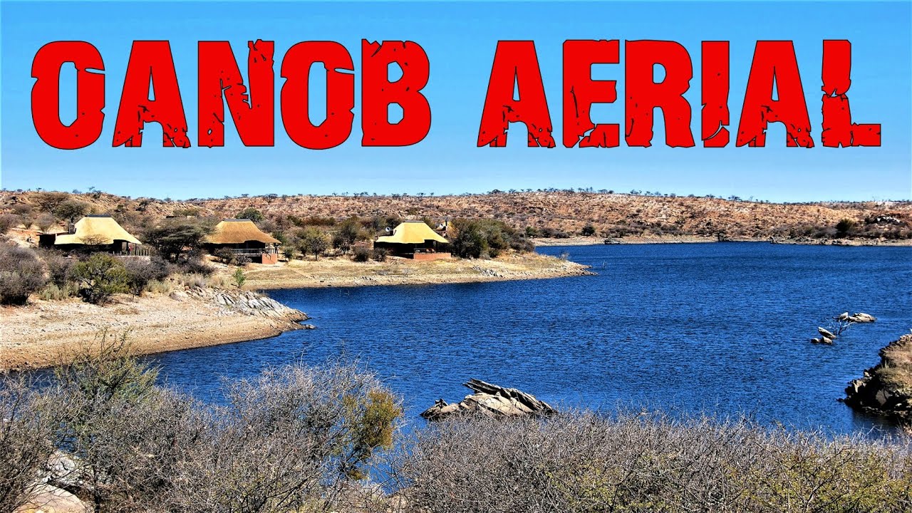 Aerial views of Lake Oanob Resort near Rehoboth in Namibia, southern ...