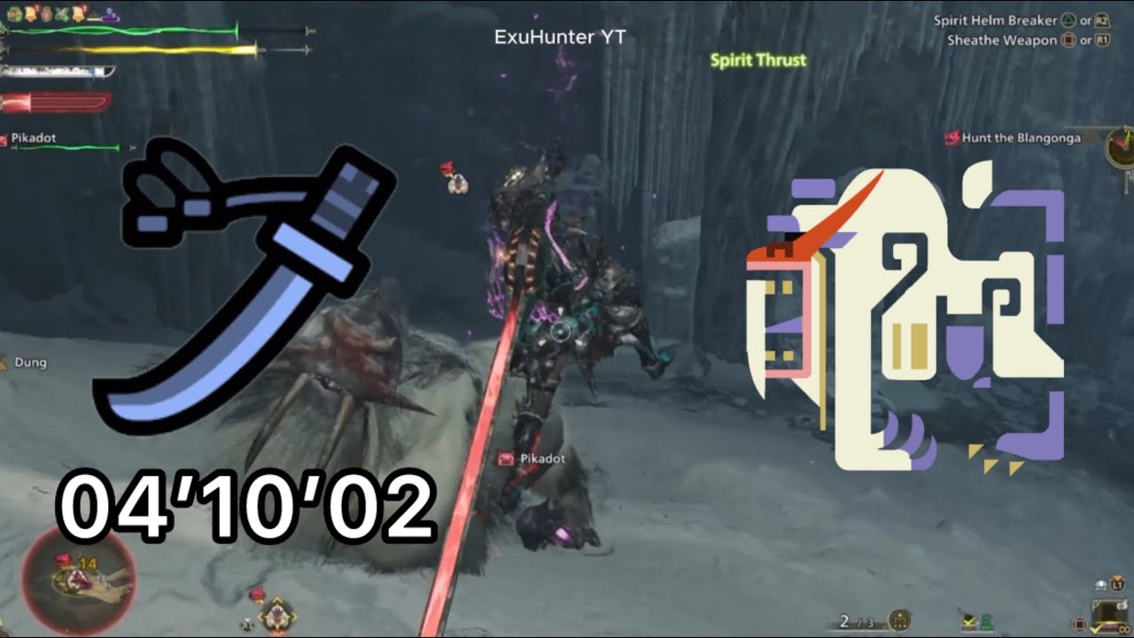 MH Wilds - Solo Longsword vs Blangonga speedrun 04'10'02 - YouTube