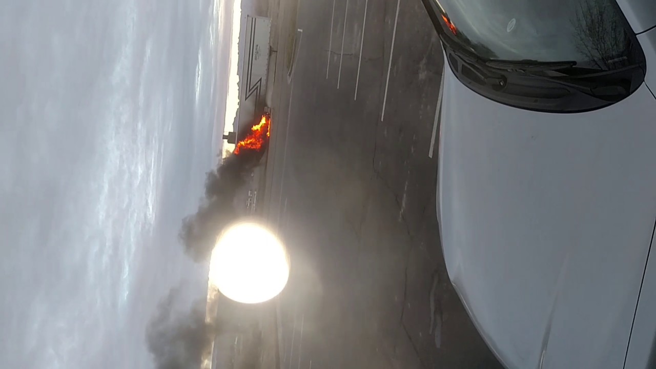 Trailer on fire almost blew us up to - YouTube