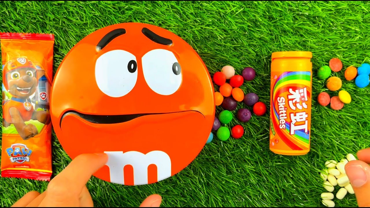 🍊 Orange Wrapper ASMR Unboxing | M&Ms Tin, Skittles Dusted, Patrol ...