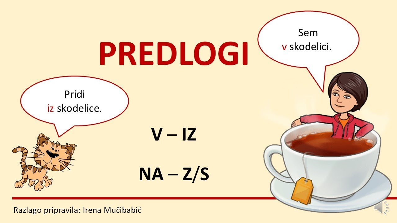 Predlogi v, iz, na, z s - YouTube