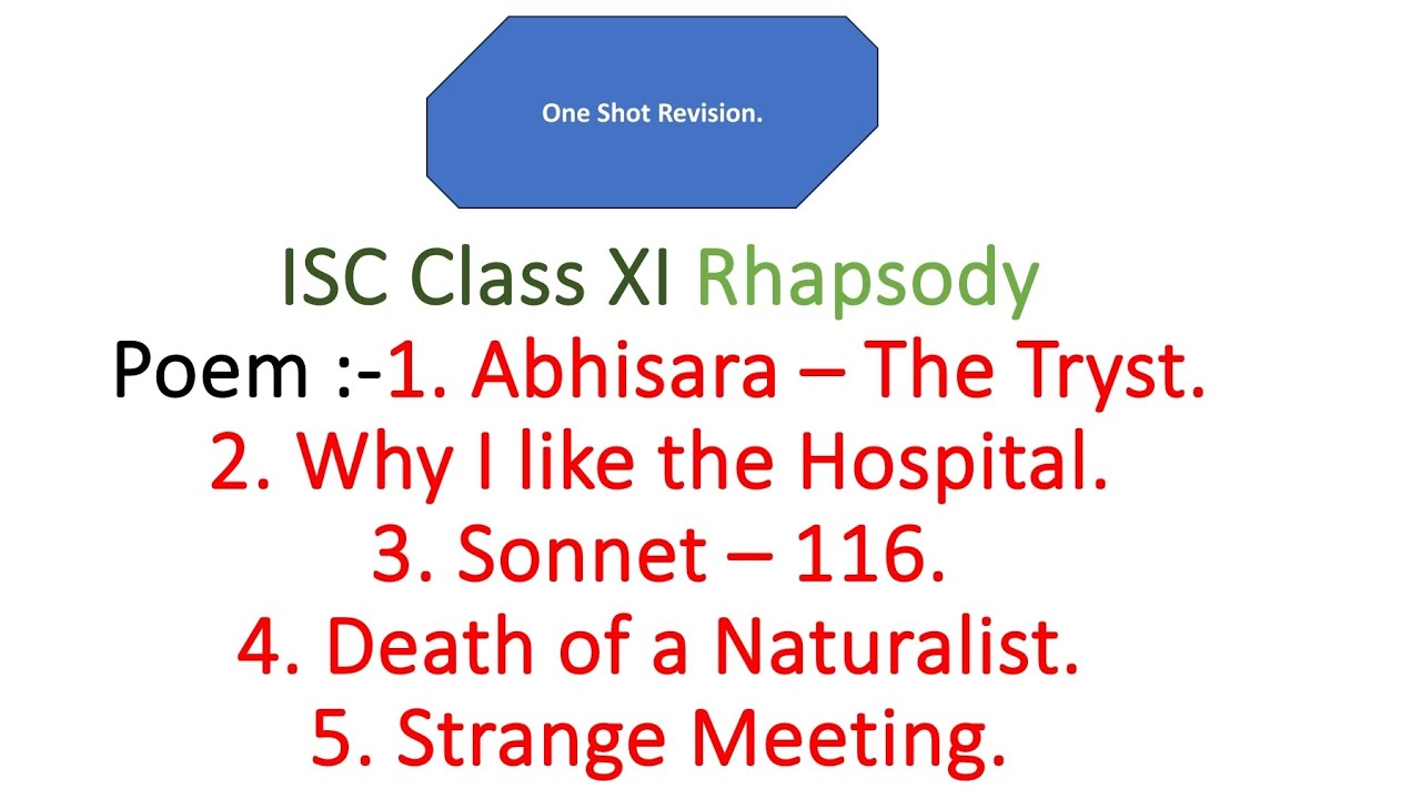 ISC Class XI Rhapsody All Poems [ One Shot Revision] - YouTube