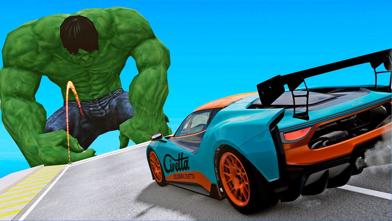 CARROS vs HULK e VENOM | Cars vs THE INCREDIBLE HULK and VENOM | BeamNG ...