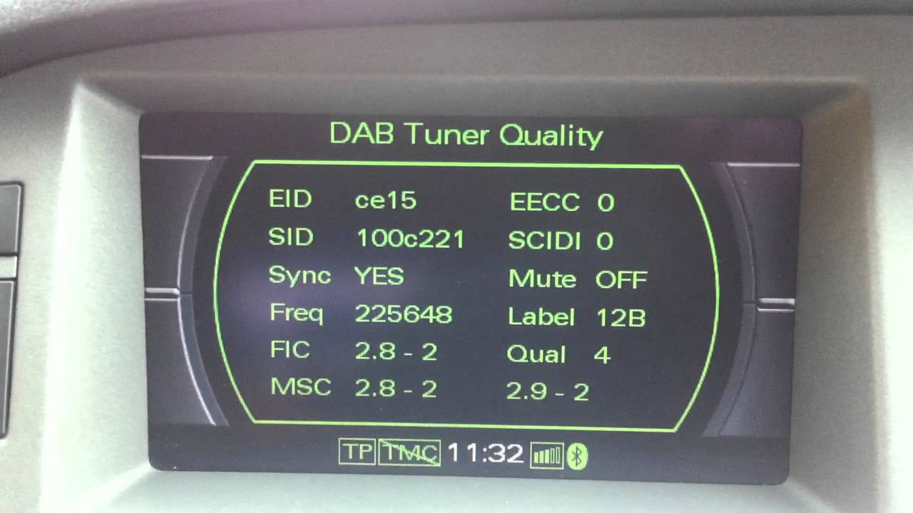 MMI 2G DAB Signal check via green service menu - YouTube