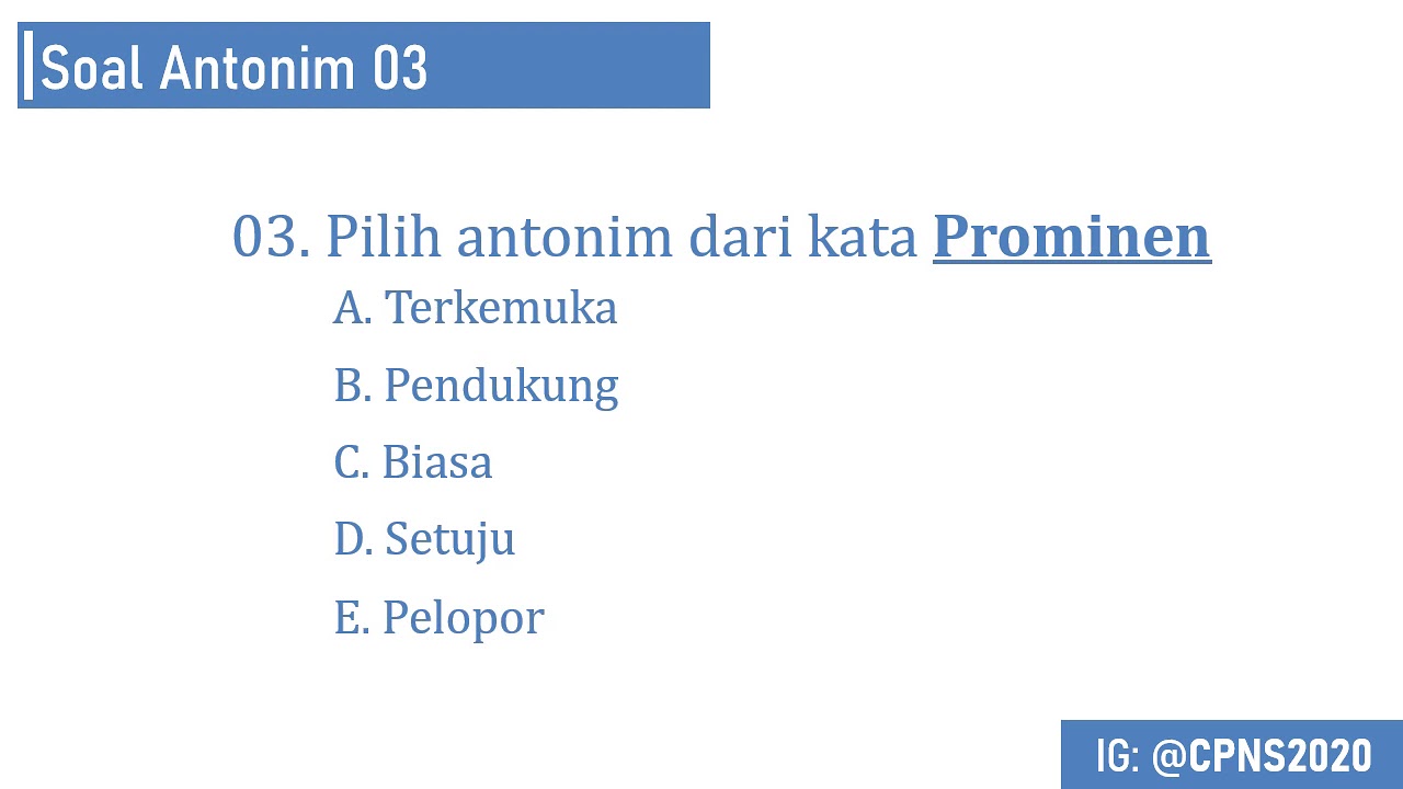 Ep01 Latihan Soal Antonim IG 07 - YouTube