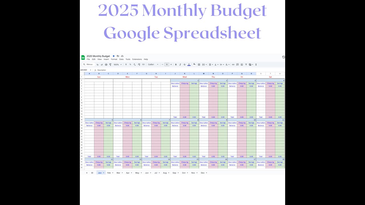 2025 Monthly Budget Google Spreadsheet Template - YouTube