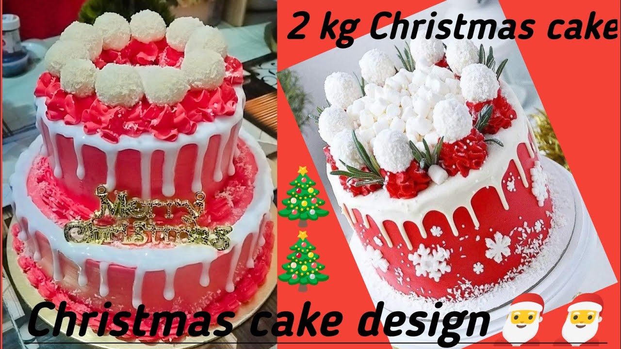 Amazing Christmas cake design | 2 kg Christmas cake idea | two tier ...