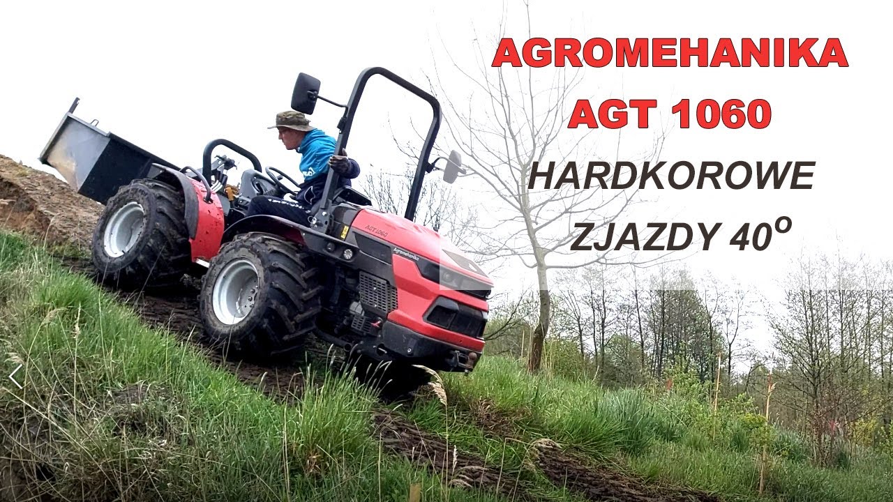 Traktor Agromehanika AGT 1060 - Hardkorowe zjazdy, pochyły teren. - YouTube