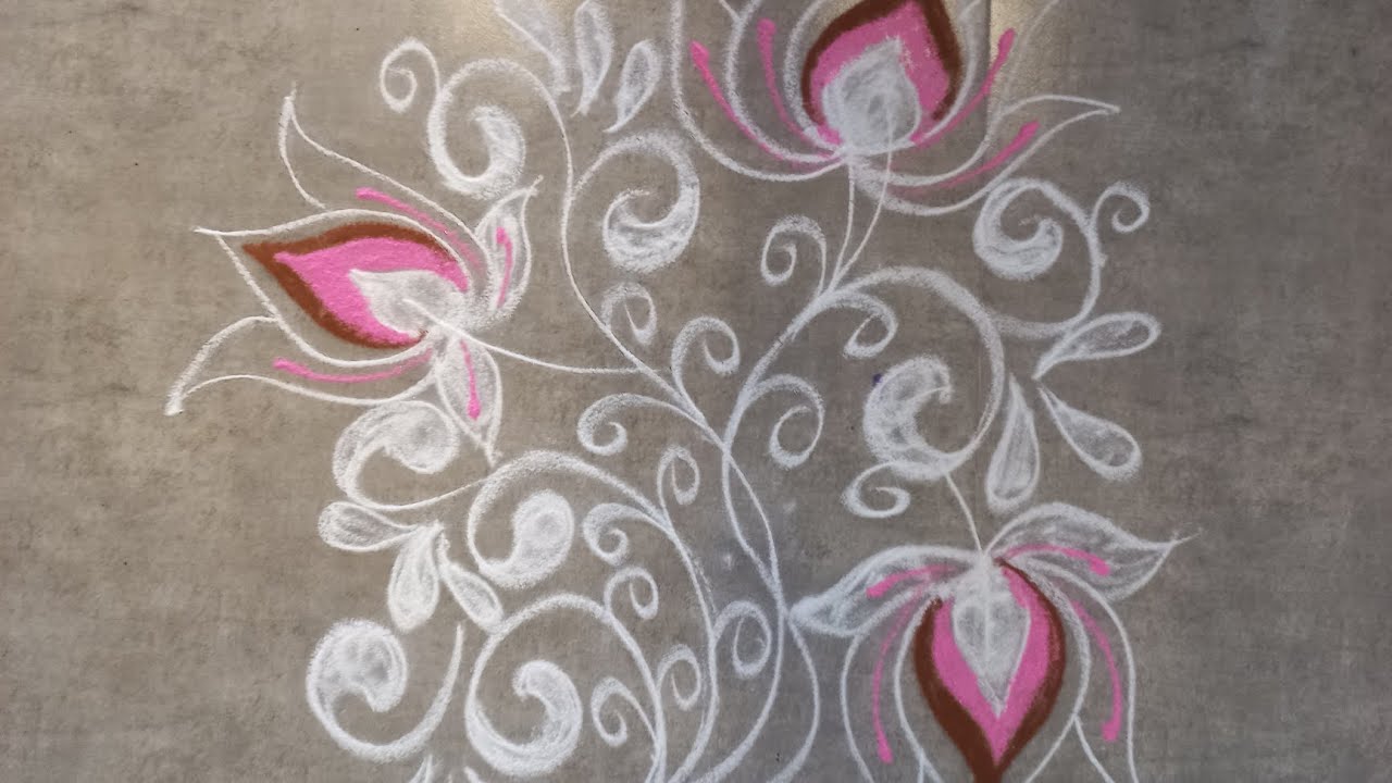 Easy lotus flower Rangoli 🌺🌼 / Unique ideas / Rainy day / Nivi's Art # ...