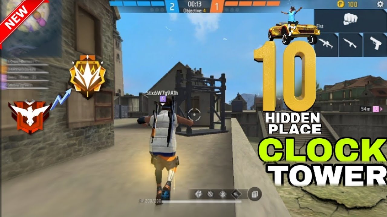 CLOCK TOWER ALL HIDDEN PLACE IN FREE FIRE | FREE FIRE TIPS AND TRICKS ...