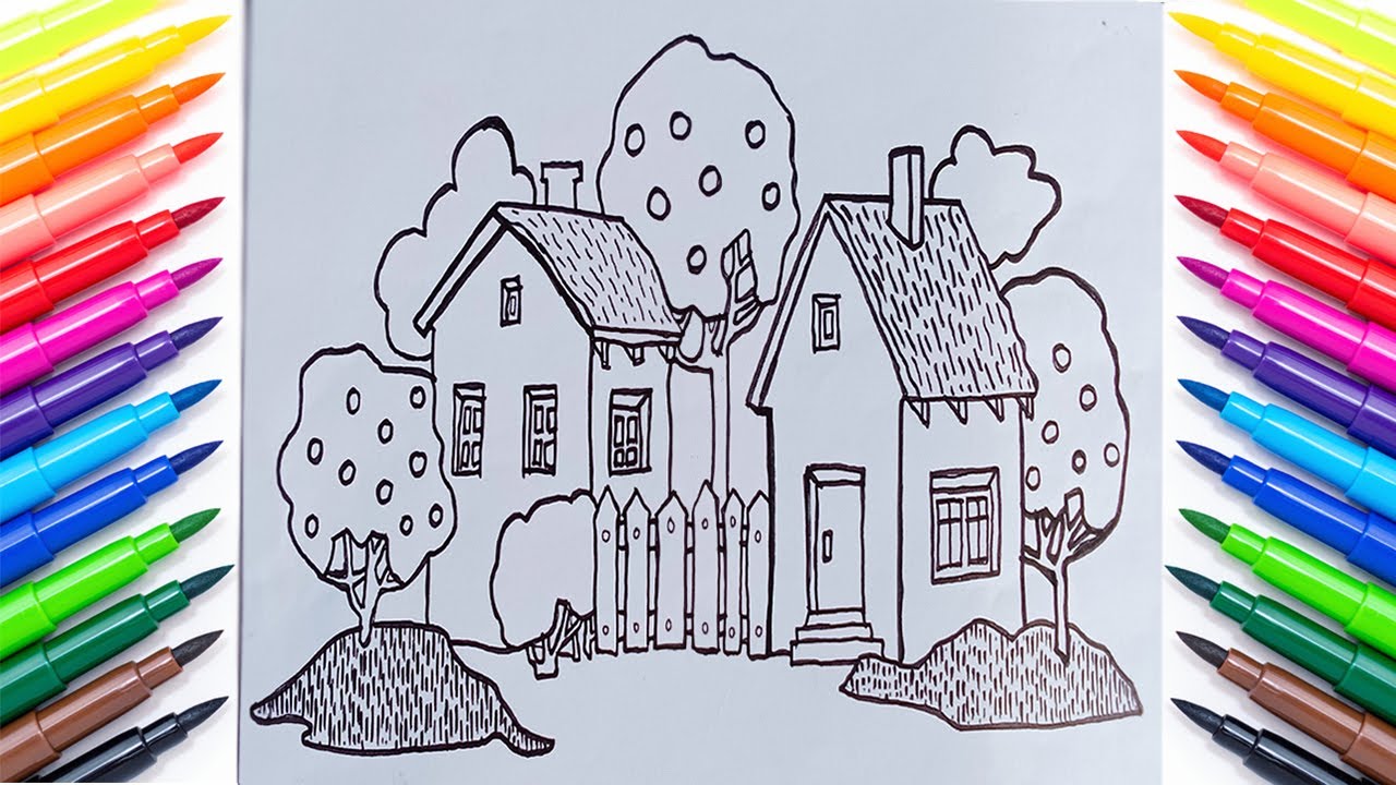 How to Draw House Coloring Pages Step by Step | House coloring pages ...