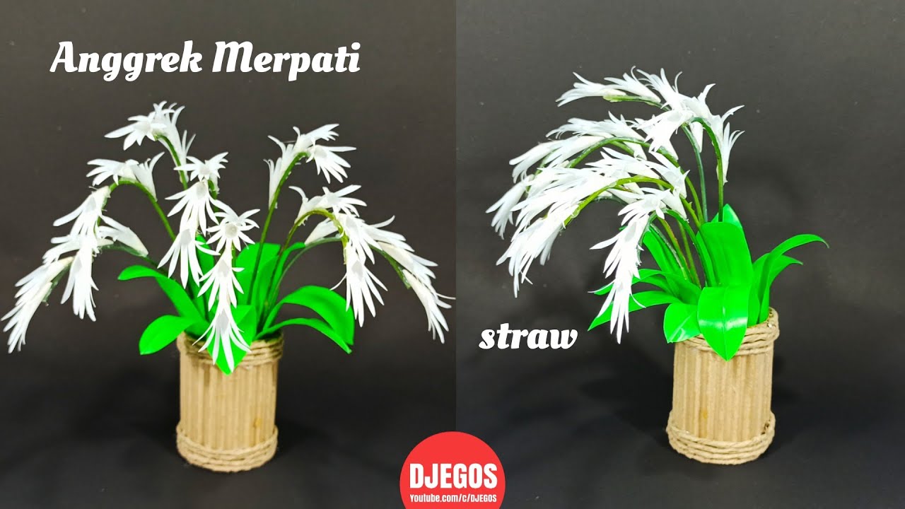 Ide kreatif_Bunga dari SEDOTAN Bunga ANGGREK MERPATI | Drinking Straw ...