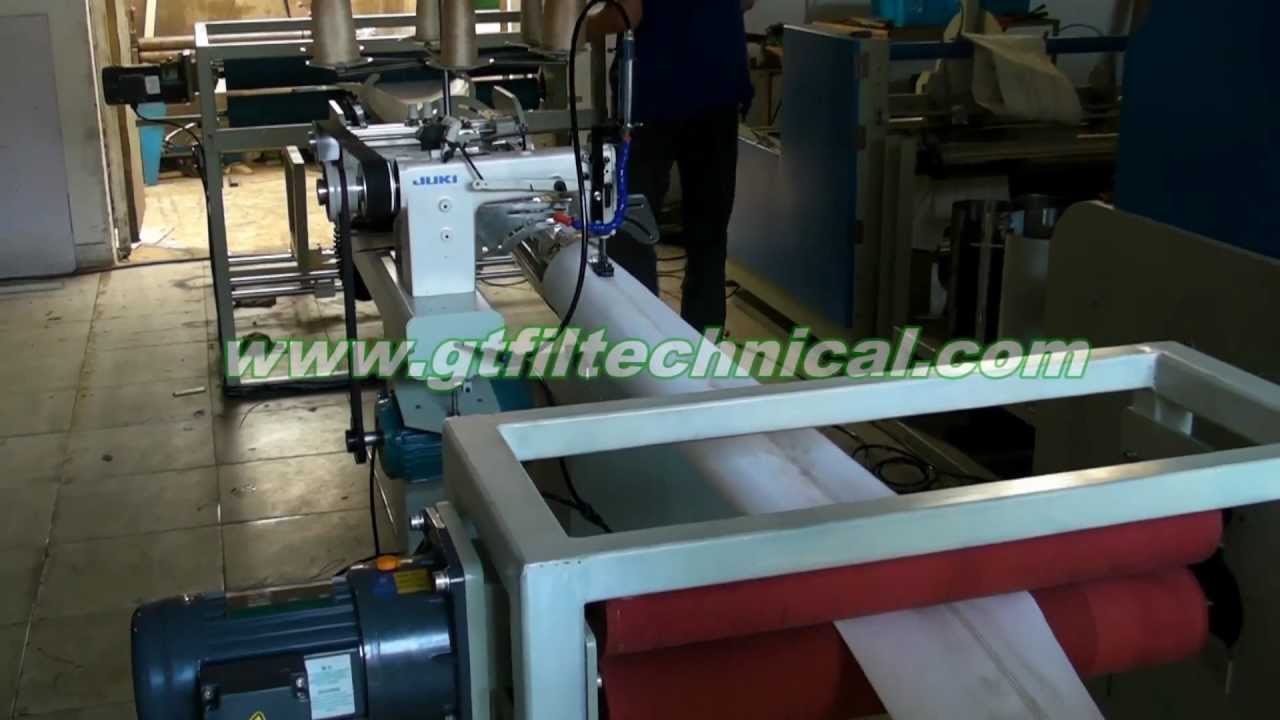 Semi automatic filter bag sewing machine （Filter bag production line ...