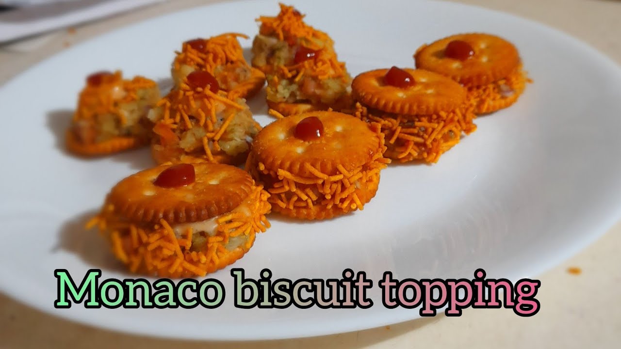 5 minute recipe/monaco biscuits with topping/party starter/monaco ...