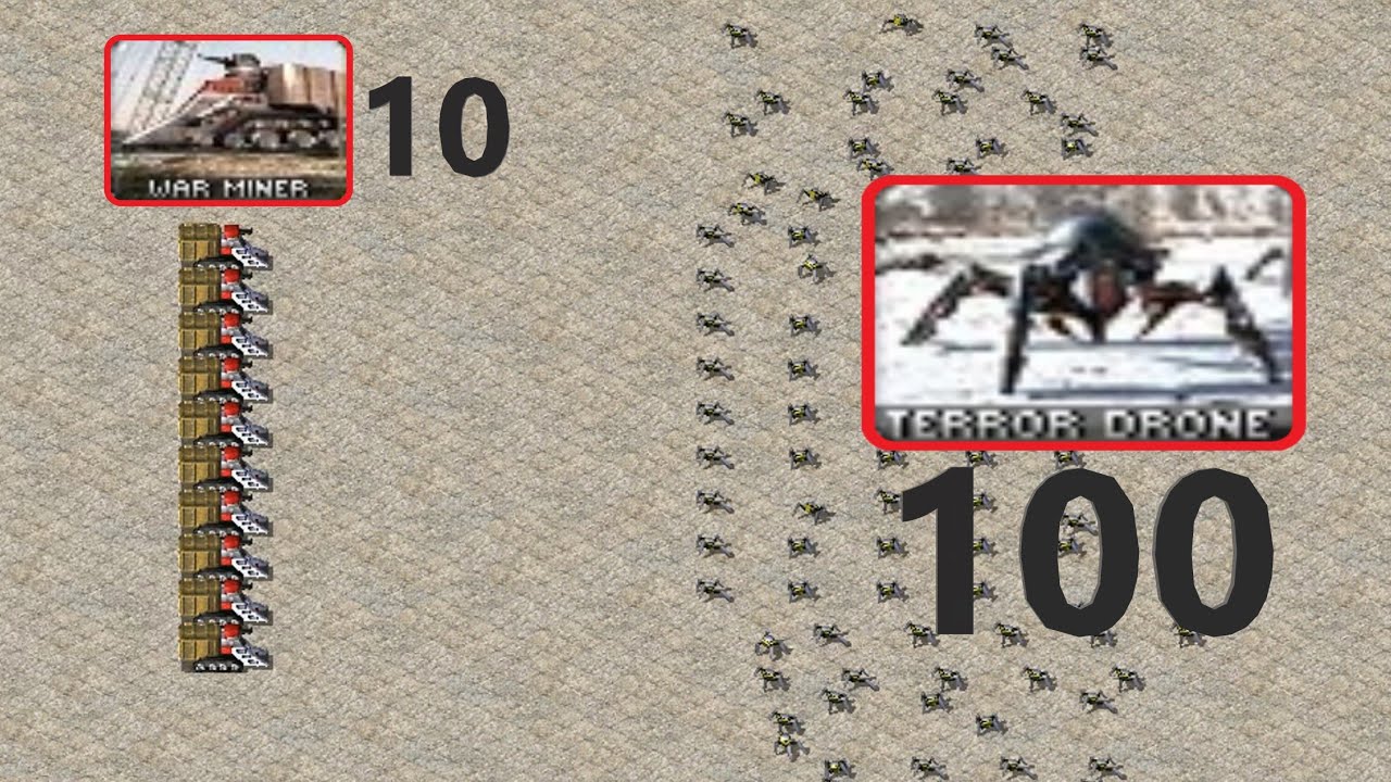 10 War Miners vs 100 Terror Drones - Red Alert 2 - YouTube