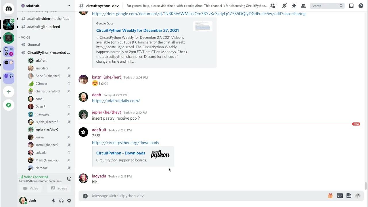 CircuitPython Weekly Meeting for December 27, 2021 @circuitpython #circuitpython #adafruit - YouTube