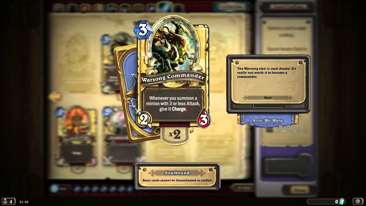 Warsong Commander HD Hearthstone Golden Card Spotlight - YouTube