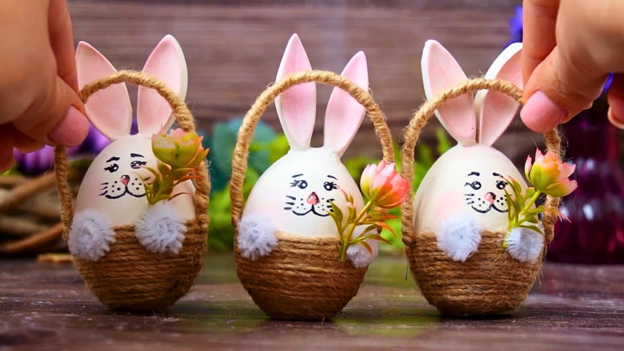 DIY Easter Bunny Basket | Cute Plaster & Jute Craft - YouTube